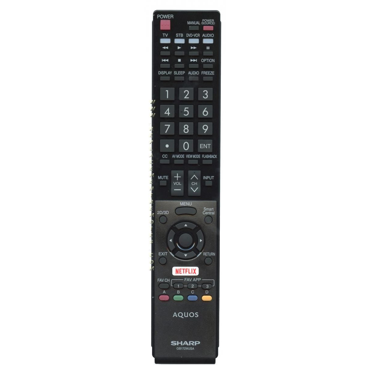 Sharp GB172WJSA Aquos TV Remote Control - RRMCGB172WJSA